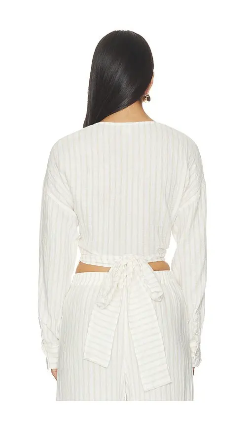 FAVORITE DAUGHTER The Isla Top Striped Linen Blend