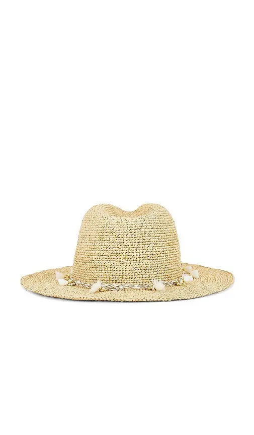 FLORABELLA Taylor Hand-crocheted Raffia Sun Hat With Metallic Cord And Tassel Detail