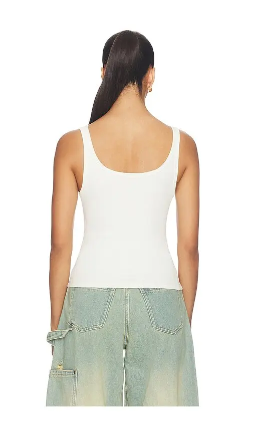 MARKGONG Ribbed Cotton Tank Top With Metal Buckle Straps