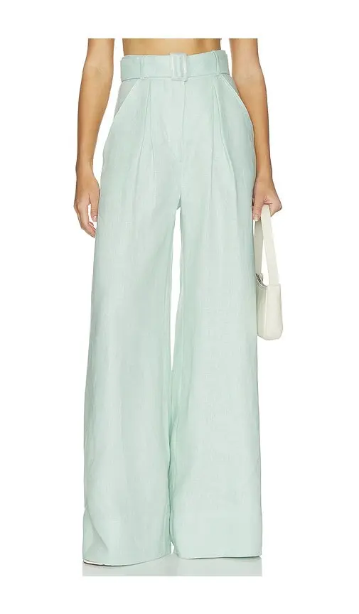 Matthew Bruch Wide Leg Pleated Linen Trousers