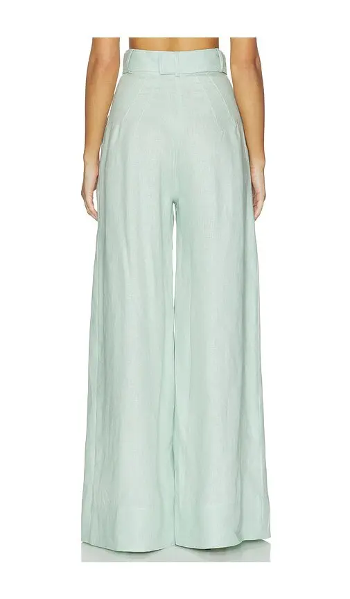 Matthew Bruch Wide Leg Pleated Linen Trousers