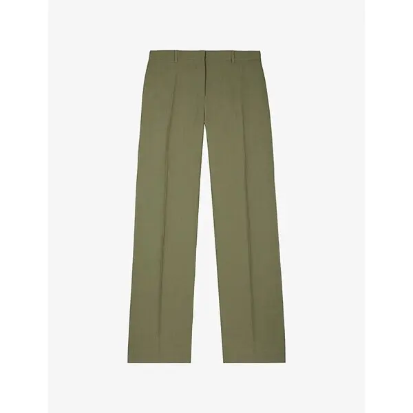 The Kooples High-rise Straight-leg Linen Trousers - Foret