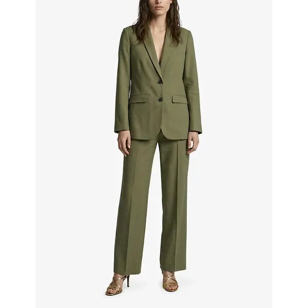 The Kooples High-rise Straight-leg Linen Trousers