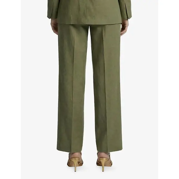 The Kooples High-rise Straight-leg Linen Trousers