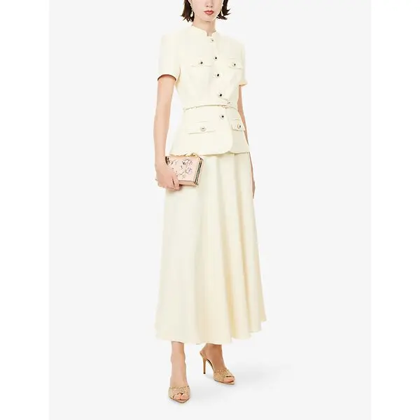 SELF-PORTRAIT Belted Tailored Crepe Midi Dress