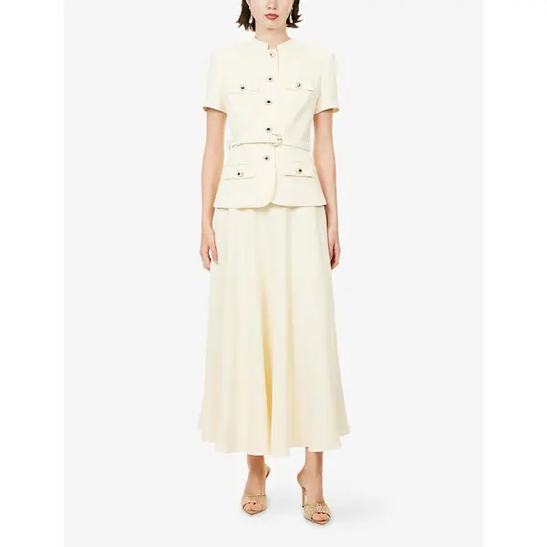 SELF-PORTRAIT Belted Tailored Crepe Midi Dress
