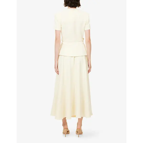 SELF-PORTRAIT Belted Tailored Crepe Midi Dress