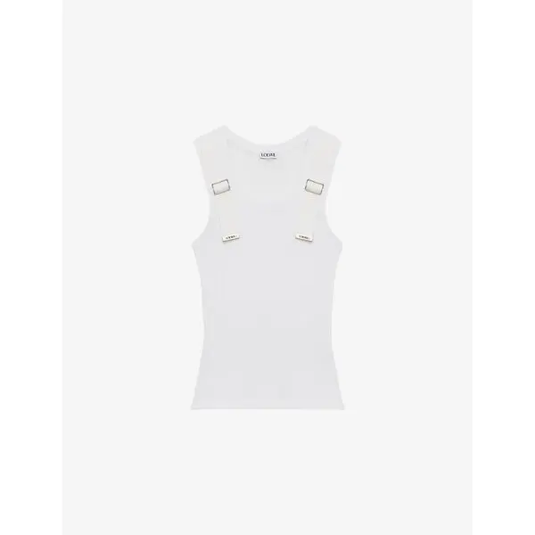 Loewe Ribbed Buckled-strap Cotton-blend Tank Top - White