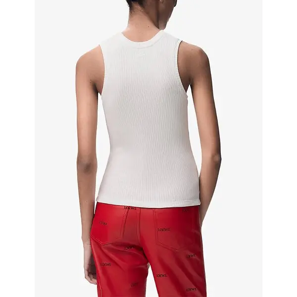 Loewe Ribbed Buckled-strap Cotton-blend Tank Top - White