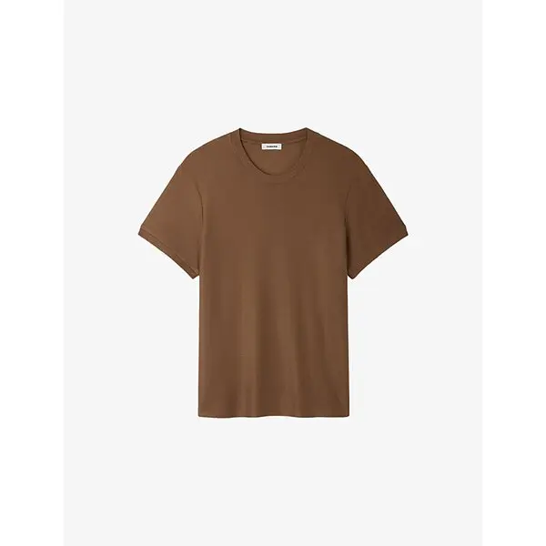Sandro Textured Short-sleeve Woven T-shirt - Camel