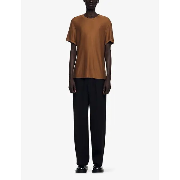 Sandro Textured Short-sleeve Woven T-shirt - Camel