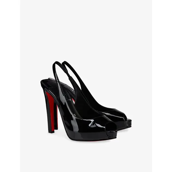 CHRISTIAN LOUBOUTIN Lady Fanny Sling 120 Patent-leather Heeled Courts - Black/lin Black