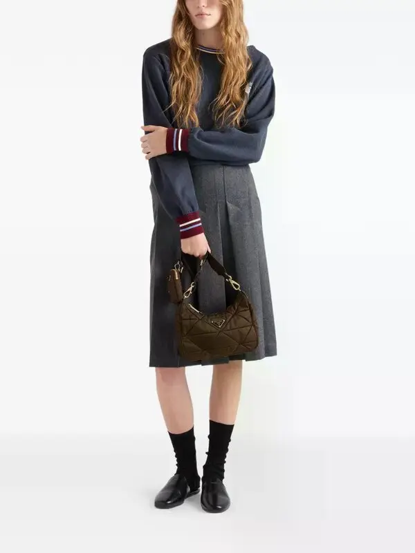 Prada Padded Re-nylon Shoulder Bag With Enamel Triangle Logo - Brown
