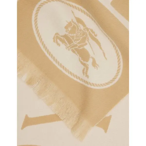 Burberry Football Brand-print Wool Scarf - Sand