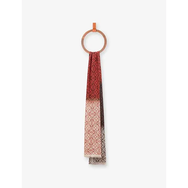 Loewe Striped Anagram Wool, Silk And Cashmere-blend Scarf