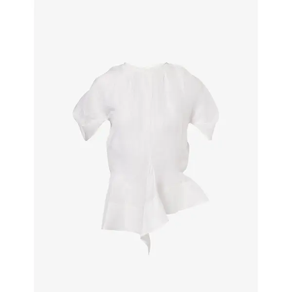 Khaite Rumi Peplum Silk-organza Top - Chalk