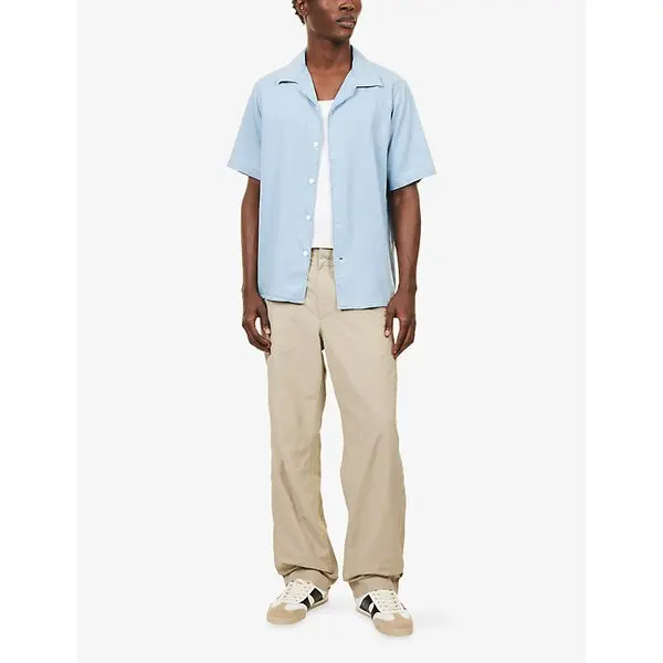 Nn07 Julio Short-sleeve Cotton-twill Shirt - Bleach Indigo