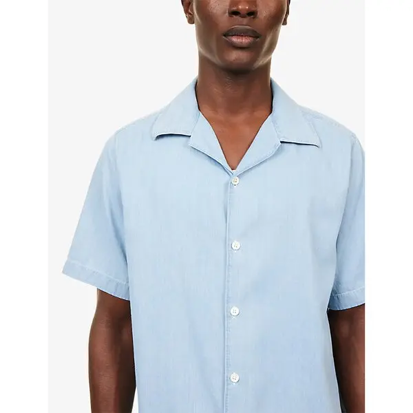 Nn07 Julio Short-sleeve Cotton-twill Shirt - Bleach Indigo