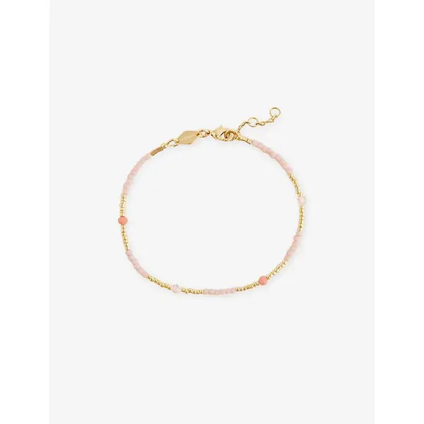 Anni Lu 18ct Gold-plated Brass And Jade Glass Bead Bracelet - Pink Sand