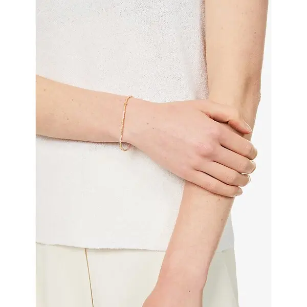 Anni Lu 18ct Gold-plated Brass And Jade Glass Bead Bracelet - Pink Sand