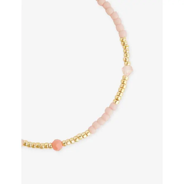 Anni Lu 18ct Gold-plated Brass And Jade Glass Bead Bracelet - Pink Sand
