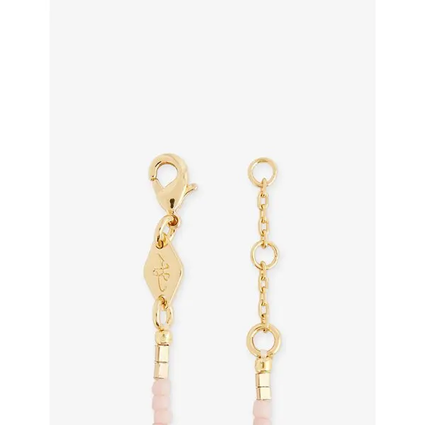 Anni Lu 18ct Gold-plated Brass And Jade Glass Bead Bracelet - Pink Sand