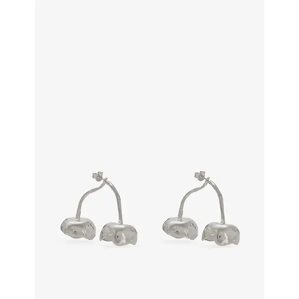 SIMUERO 18ct Yellow Vermeil Bitten Cherry Earrings - Silver