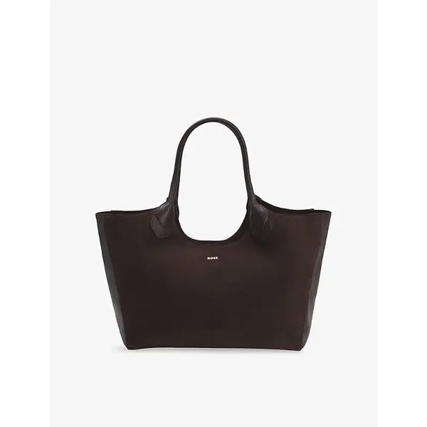 BOSS Logo Embossed Leather Tote Bag