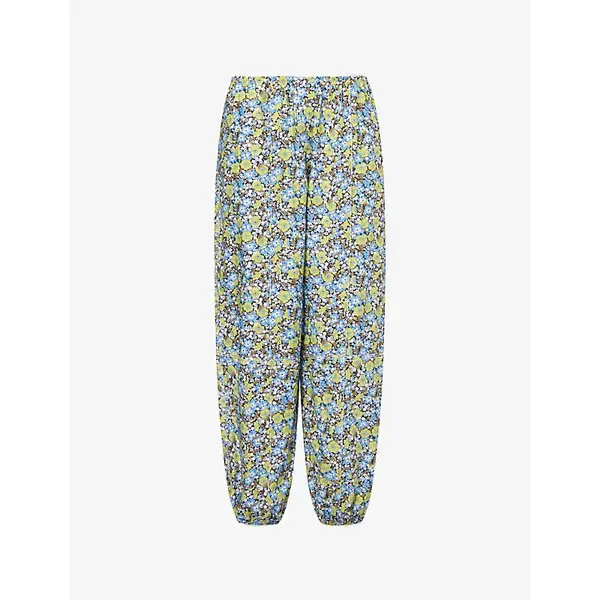 NACKIYE Topkapi Lace-trim Floral Cotton Trousers