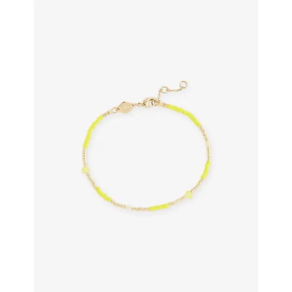 Anni Lu 18ct Gold-plated Brass And Jade Glass Bead Bracelet - Lemon
