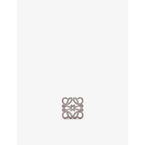 Loewe Anagram Embellished Brass Charm - Silver/pink