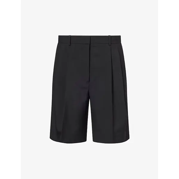 Khaite Pleated Wool Shorts