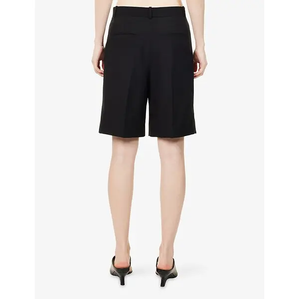 Khaite Pleated Wool Shorts