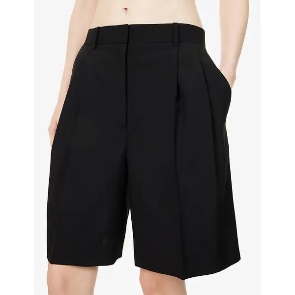 Khaite Pleated Wool Shorts