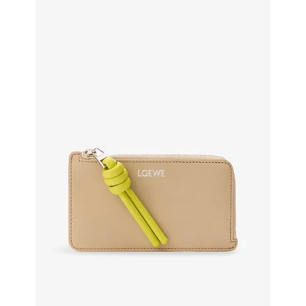 Loewe Knot Coin Leather Card Holder - Beige/lemon