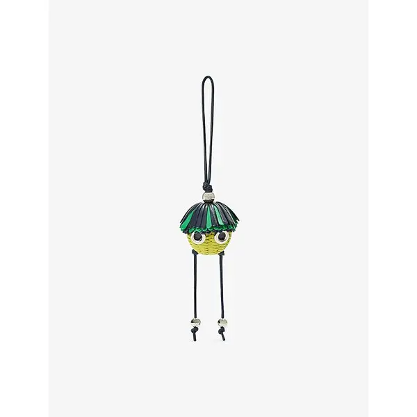 Loewe Leather Bag Charm With Woven Detail - Green