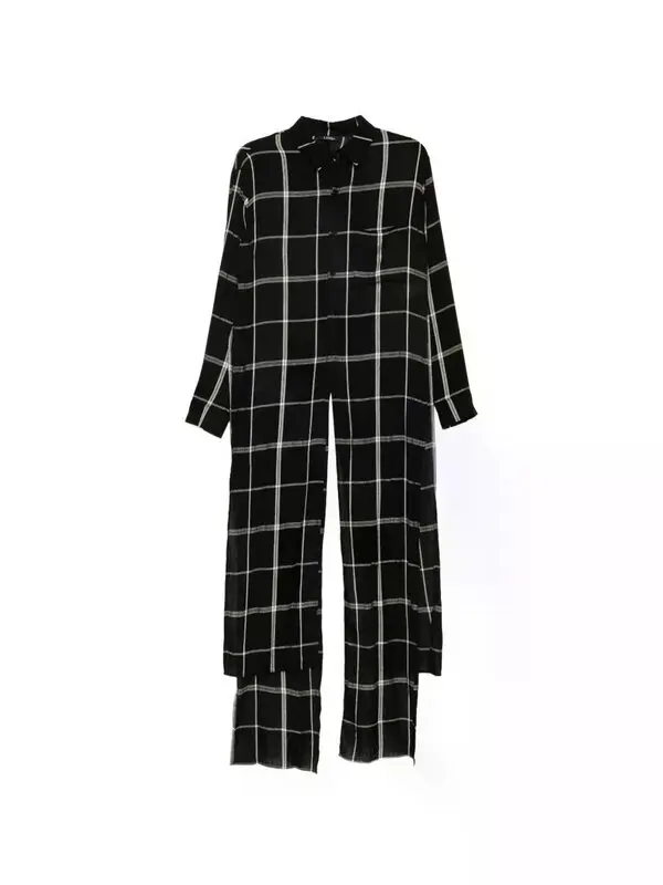 LIMI FEU Check-pattern Shirt With Front Slit - Black