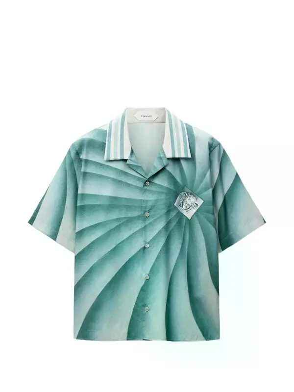 Versace Printed Cotton-poplin Shirt - Blue
