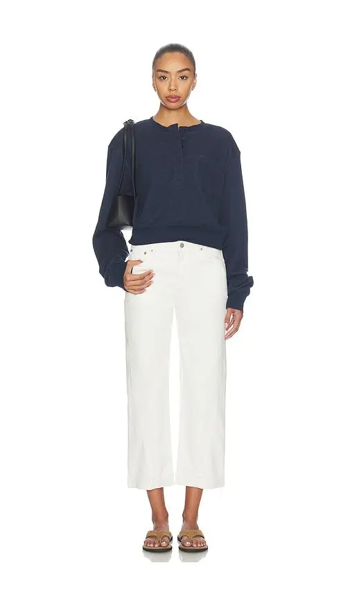 FRAME The Striped Cuff Sweatshirt - Navy