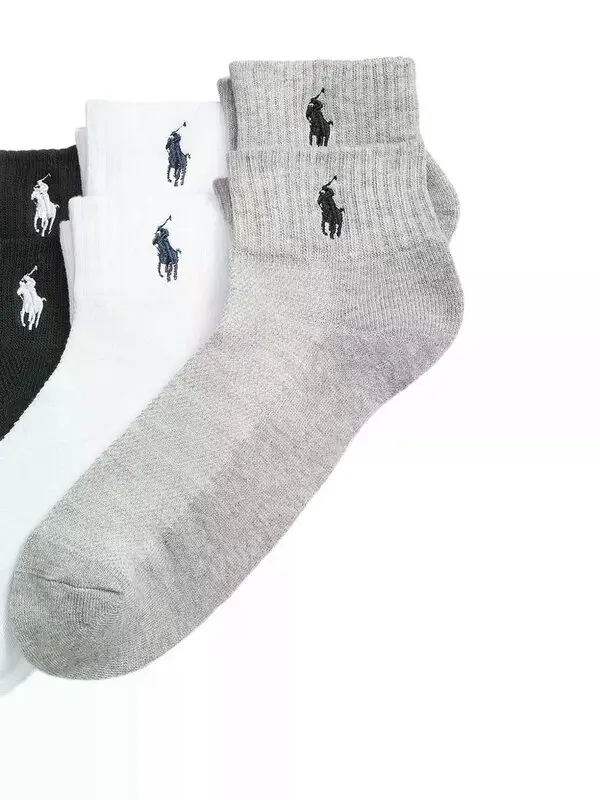 Polo Ralph Lauren Logo Embroidered Ribbed Knit Socks Pack Of Three - Grey