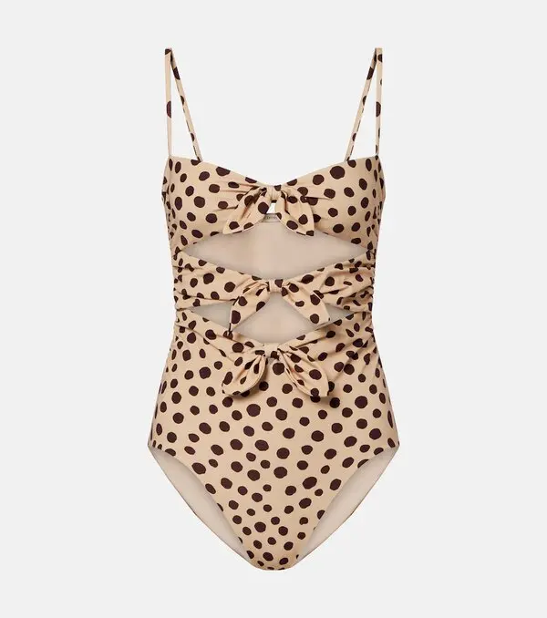 Valentino Garavani Polka Dot Cutout One-piece Swimsuit - Beige