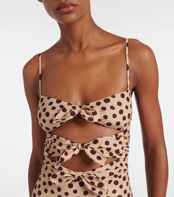 Valentino Garavani Polka Dot Cutout One-piece Swimsuit - Beige