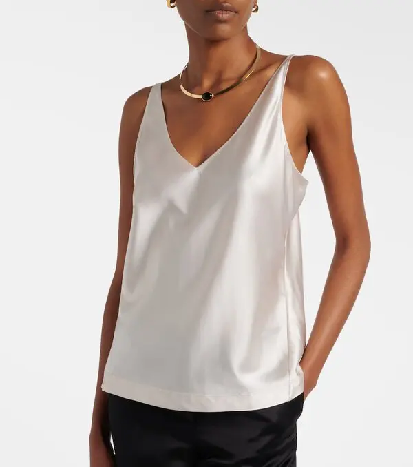 Dorothee Schumacher Sense Of Shine Silk-blend Satin Top - White