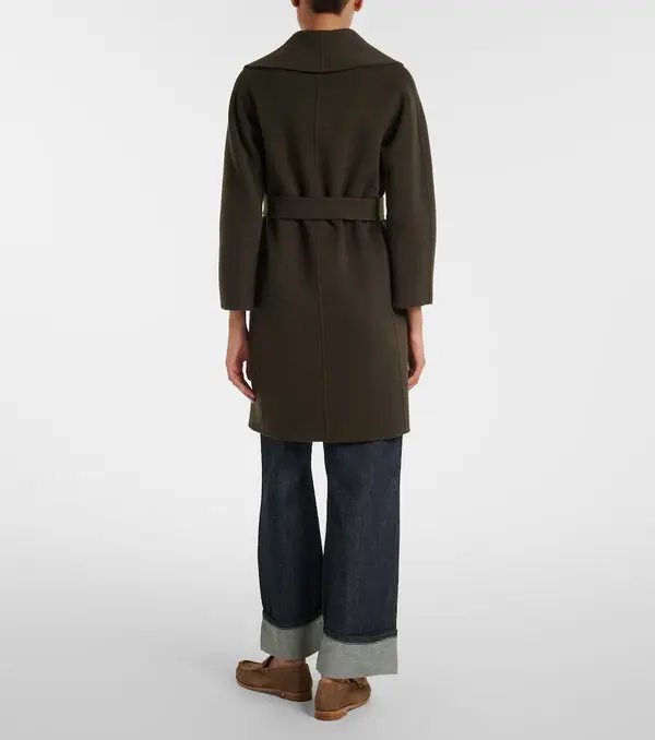 Max Mara Virgin Wool Wrap Coat - Green