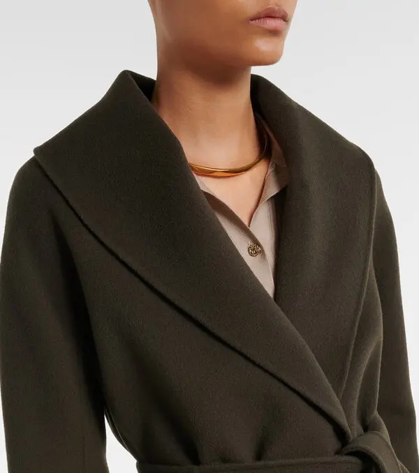 Max Mara Virgin Wool Wrap Coat - Green