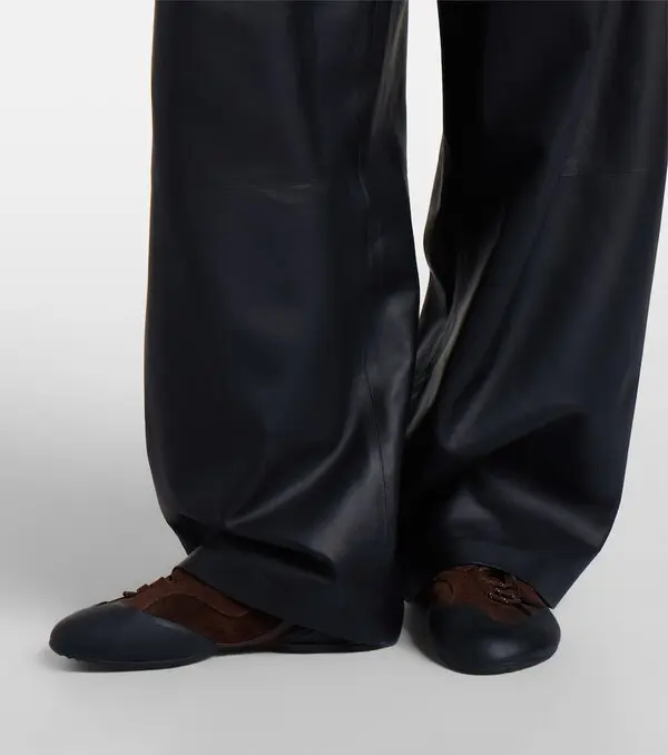 Loewe Paneled Wide-leg Leather Trousers