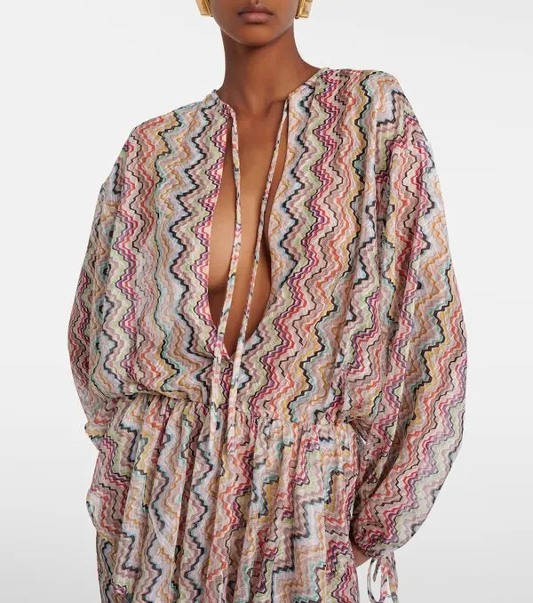 Missoni Zig Zag Cutout Gathered Blouse