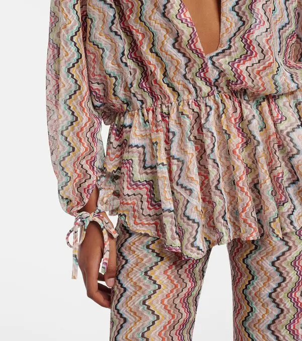Missoni Zig Zag Cutout Gathered Blouse