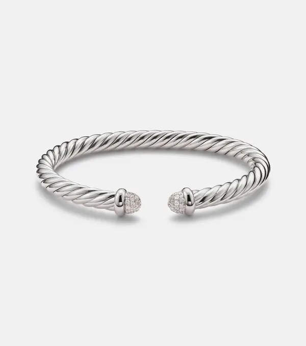 David Yurman Cable Flex® Sterling Cuff Bracelet With Diamonds - Silver