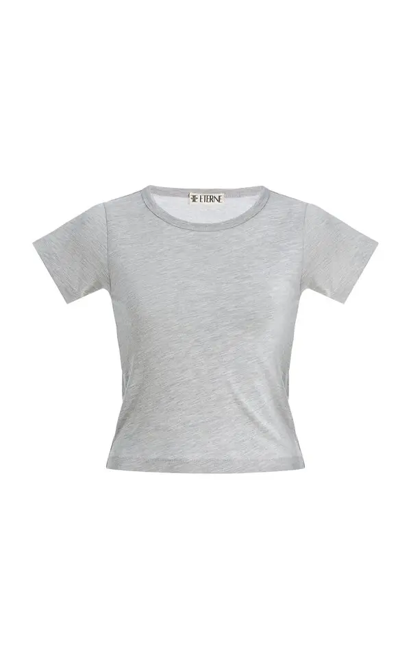 Eterne Chloe Cropped Cotton-blend Baby Tee - Grey